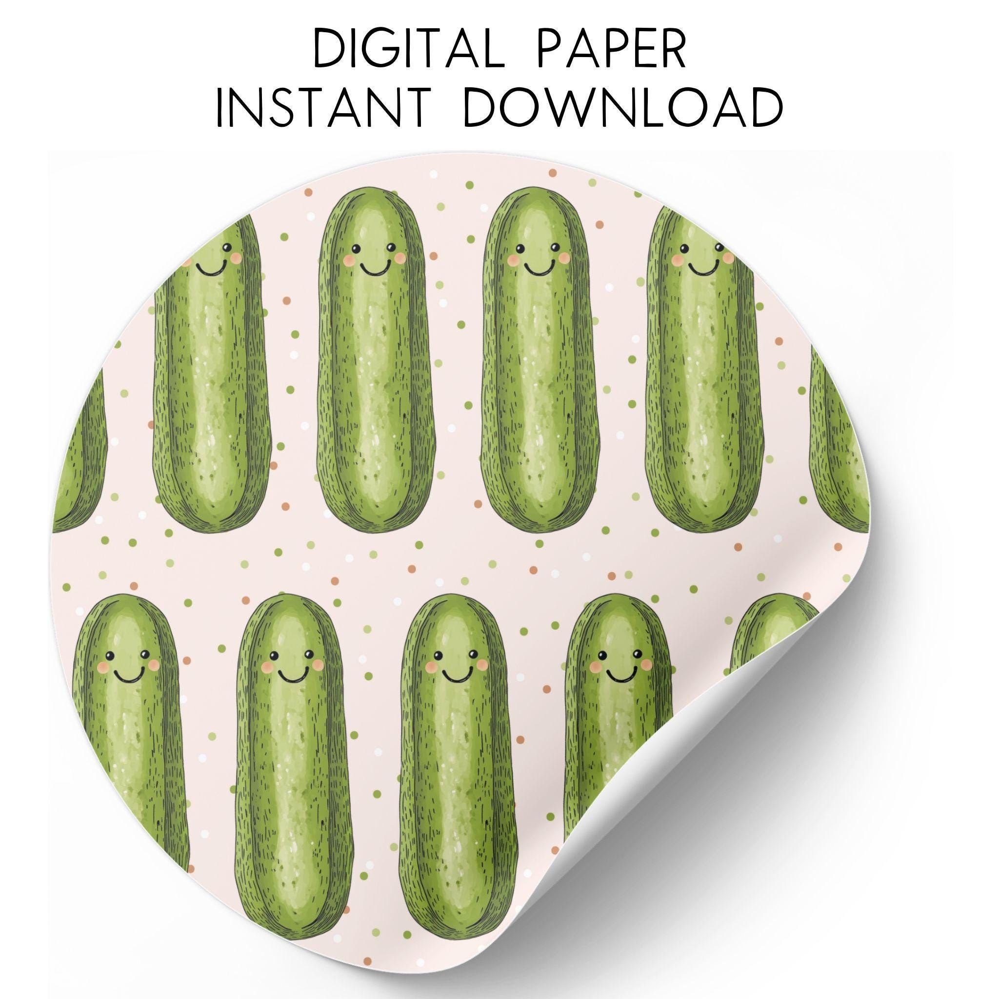 Pink Pickle Party! Pickles Seamless Pattern, Green Pink Pickle Pattern ...