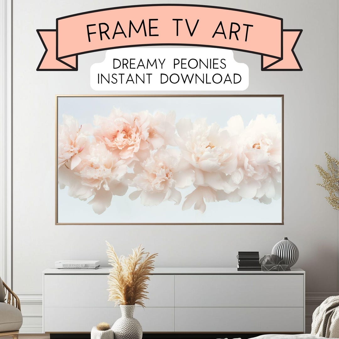 Dreamy Peonies Frame TV Digital Download Art | Peony Peach White ...