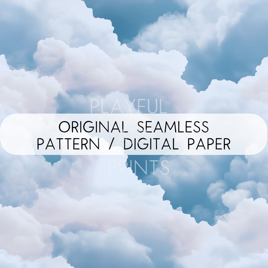 Blue Clouds Instant Download | Digital Download Seamless Pattern ...