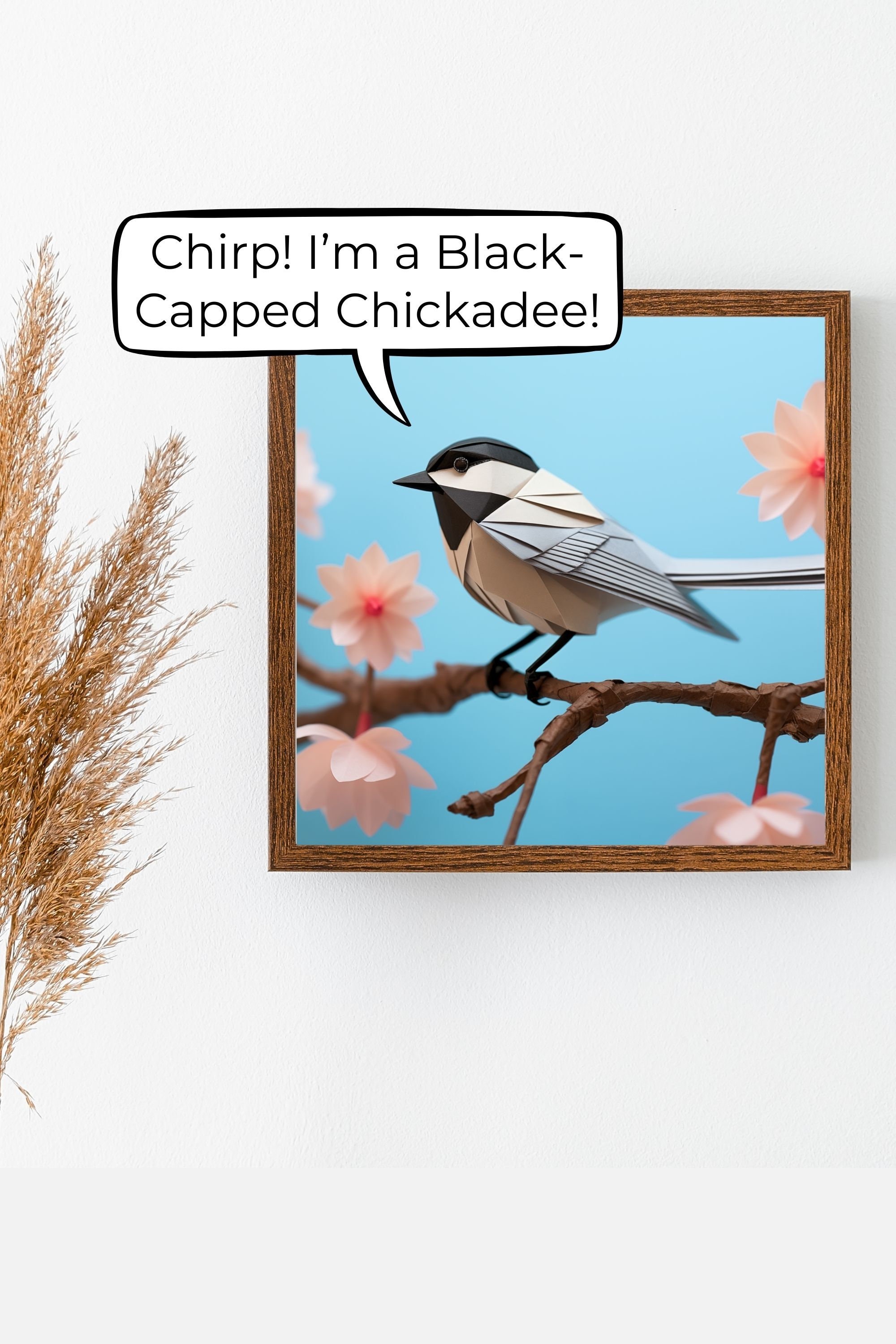 Printable Origami Bird Art | Black-capped Chickadee Artwork | Gift for ...