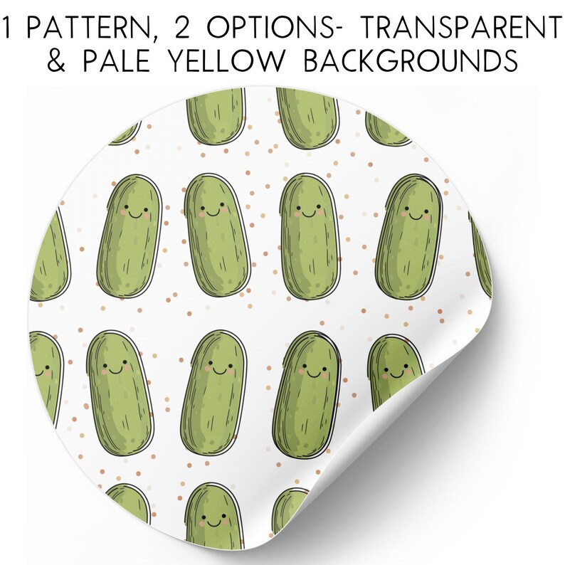 Happy Pickle Party 2 Pack Pickles Seamless Pattern, Pale Yellow ...