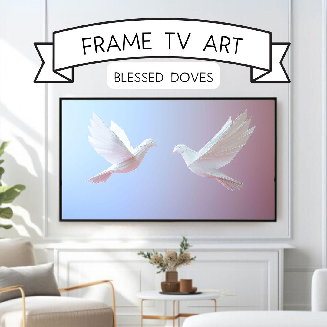 Peace and Love White Doves Frame TV Digital Download | Flying Origami ...
