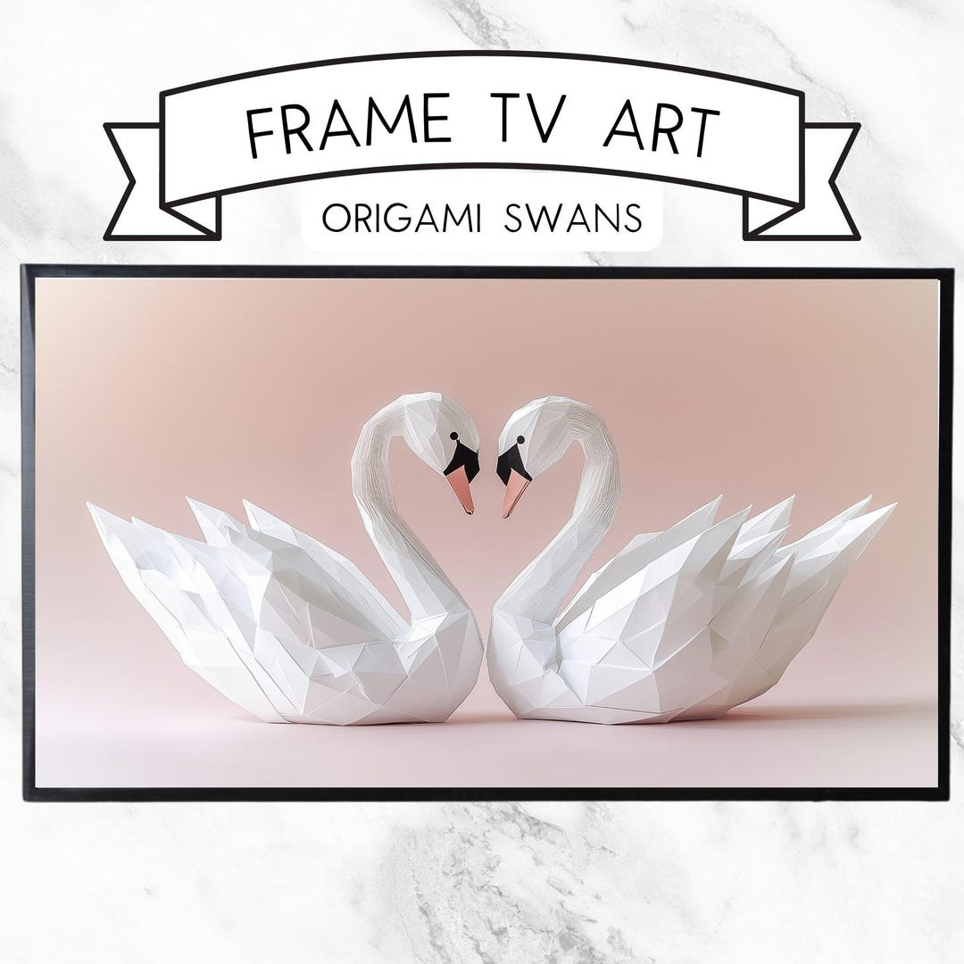 Two Origami Swans | Frame TV Art | Love Romance Instant Download ...
