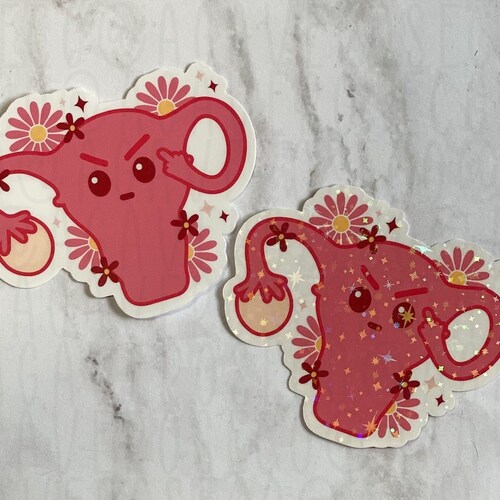 Angry Uterus Sticker Holographic Sticker Uterus Middle - Etsy