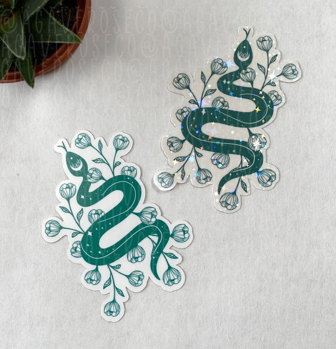 Floral Snake Sticker, Celestial Snake, Mystical Snake, Snake Art ...