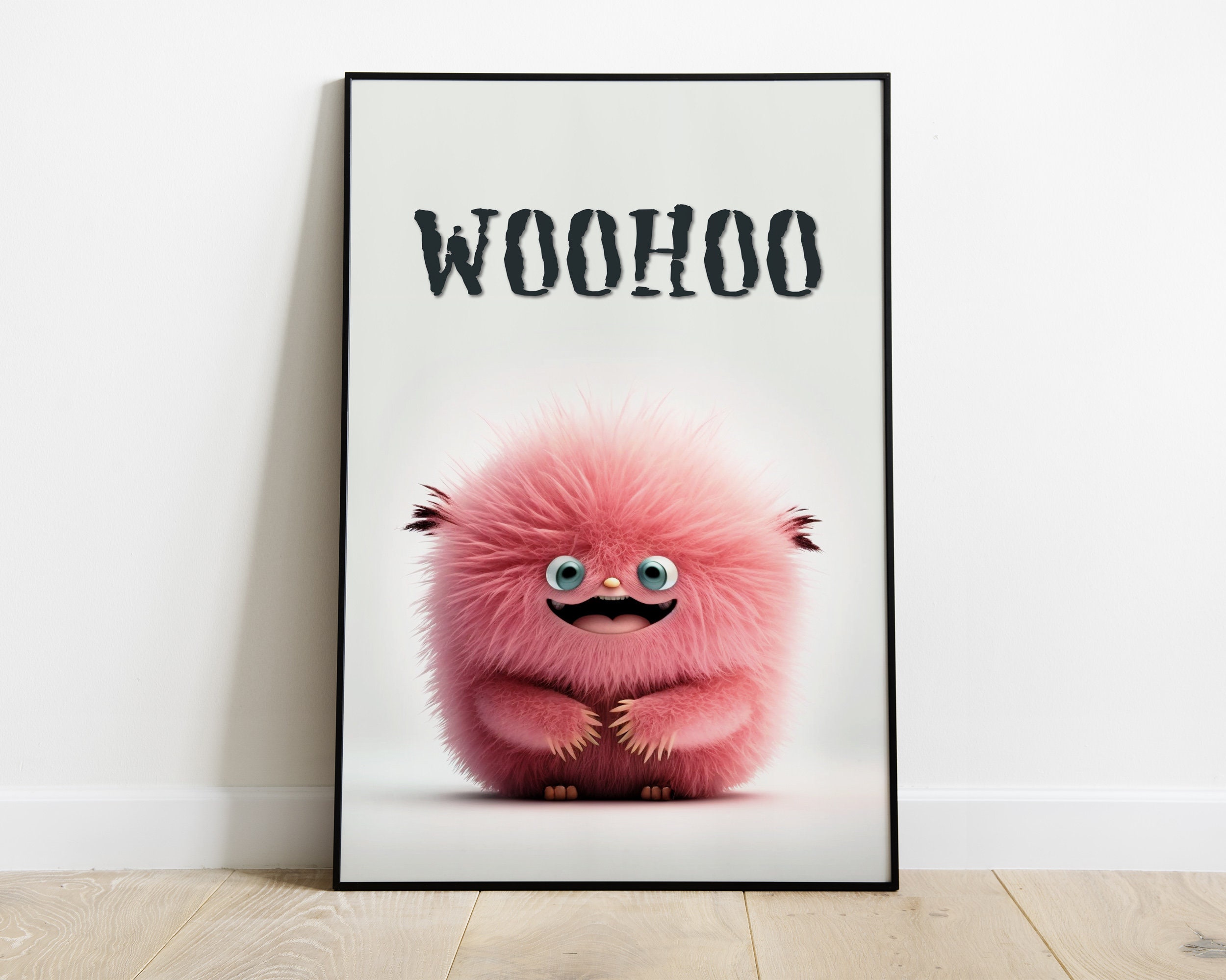 Pink AI Art Printable, WOOHOO Wall Decoration Sayings, Girls Cute ...