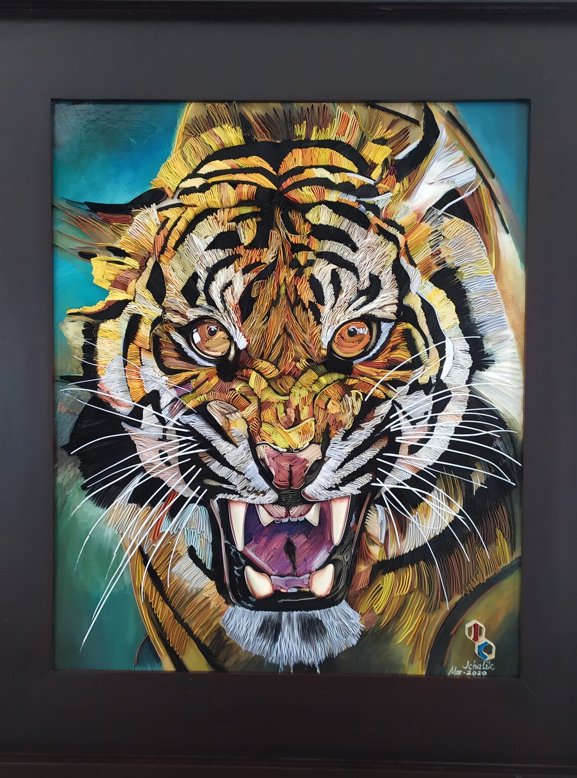 The Tiger Art Paper quilling on plywood Paper quilling wall | Etsy