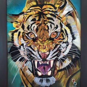 The Tiger Art Paper quilling on plywood Paper quilling wall | Etsy