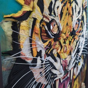 The Tiger Art Paper quilling on plywood Paper quilling wall | Etsy