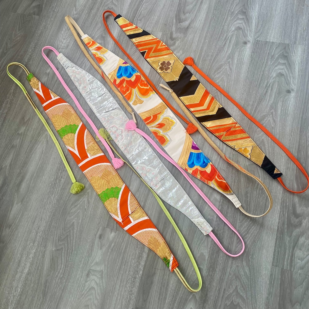 Upcycled Japanese Kimono Obi Belt With Obijime Cord, Vintage Kimono/obi ...