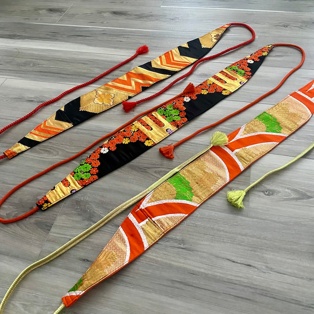 Upcycled Japanese Kimono Obi Belt With Obijime Cord, Vintage Kimono/obi ...