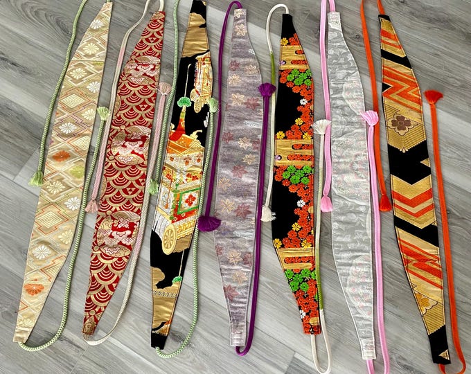 Upcycled Japanese Kimono Obi Belt With Obijime Cord, Vintage Kimono/obi ...