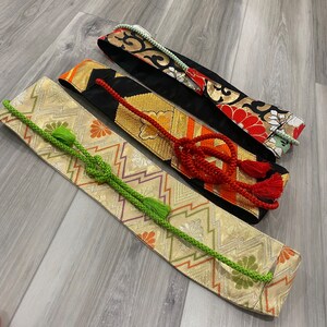Upcycled Japanese Kimono Obi Belt With Obijime Cord, Vintage Kimono/obi ...