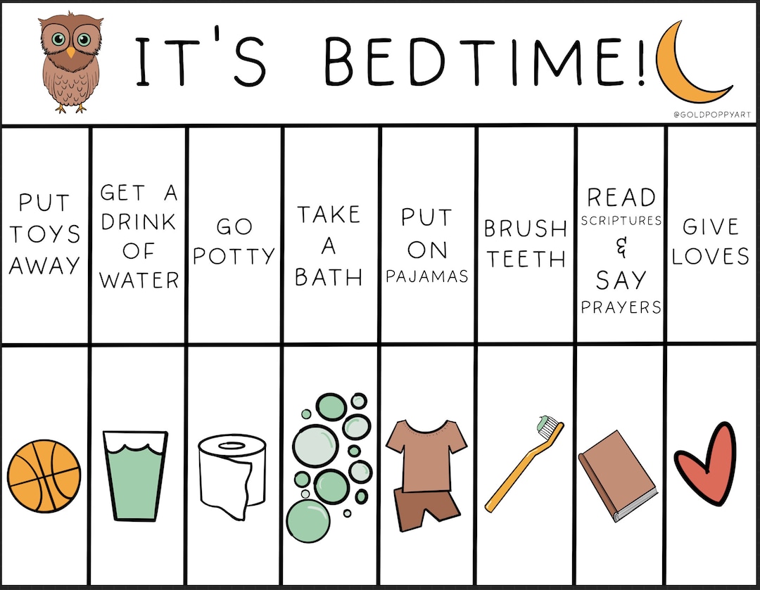 Morning, Bedtime & Eating Routine Chart - Etsy