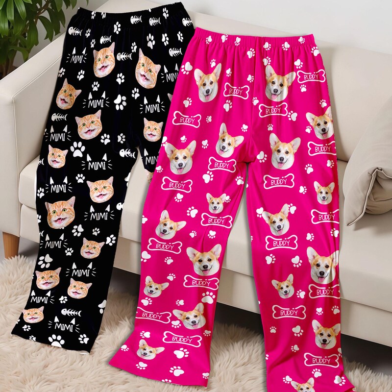 2 Cat Face Pajama Pants - Etsy
