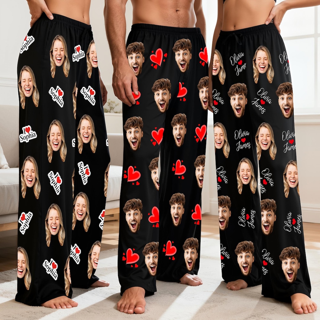 Custom Photo Pajama Pants, Personalized Couple Face Pajamas - Etsy
