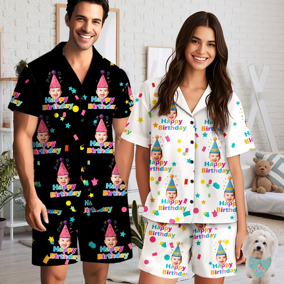 Personalized Birthday Pajamas With Faces,custom Photo Pajama Set for ...