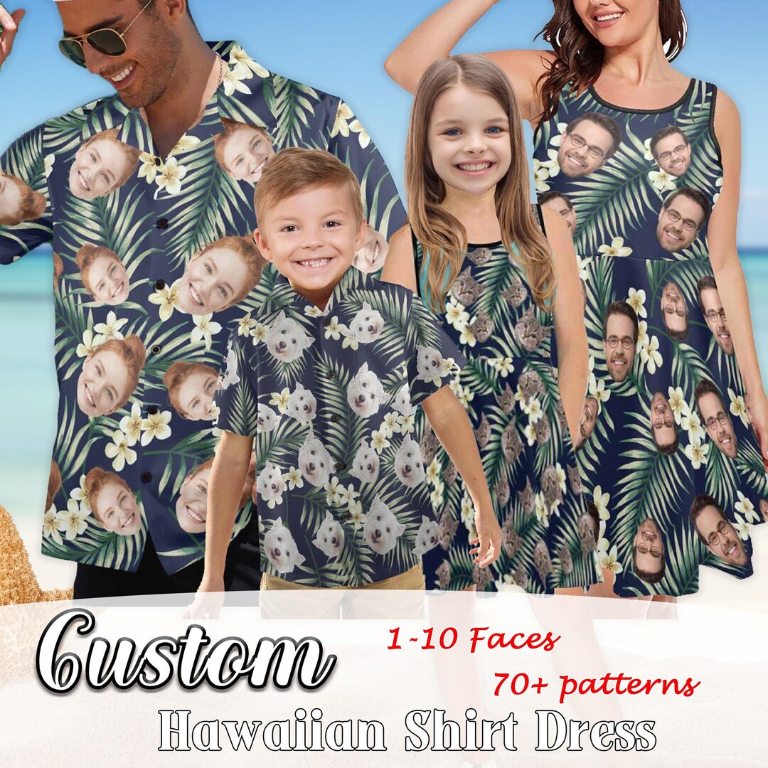Custom Face Hawaiian Shirt & Dress: Personalized Family Vacation Outfit ...