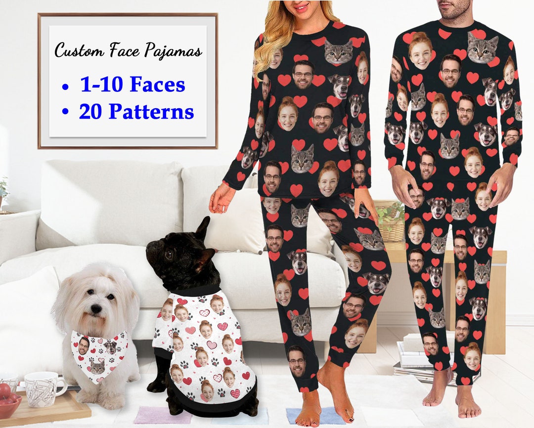 Custom Face Pajamas: Personalized Photo Pajama Set, Valentine's Gift - Etsy