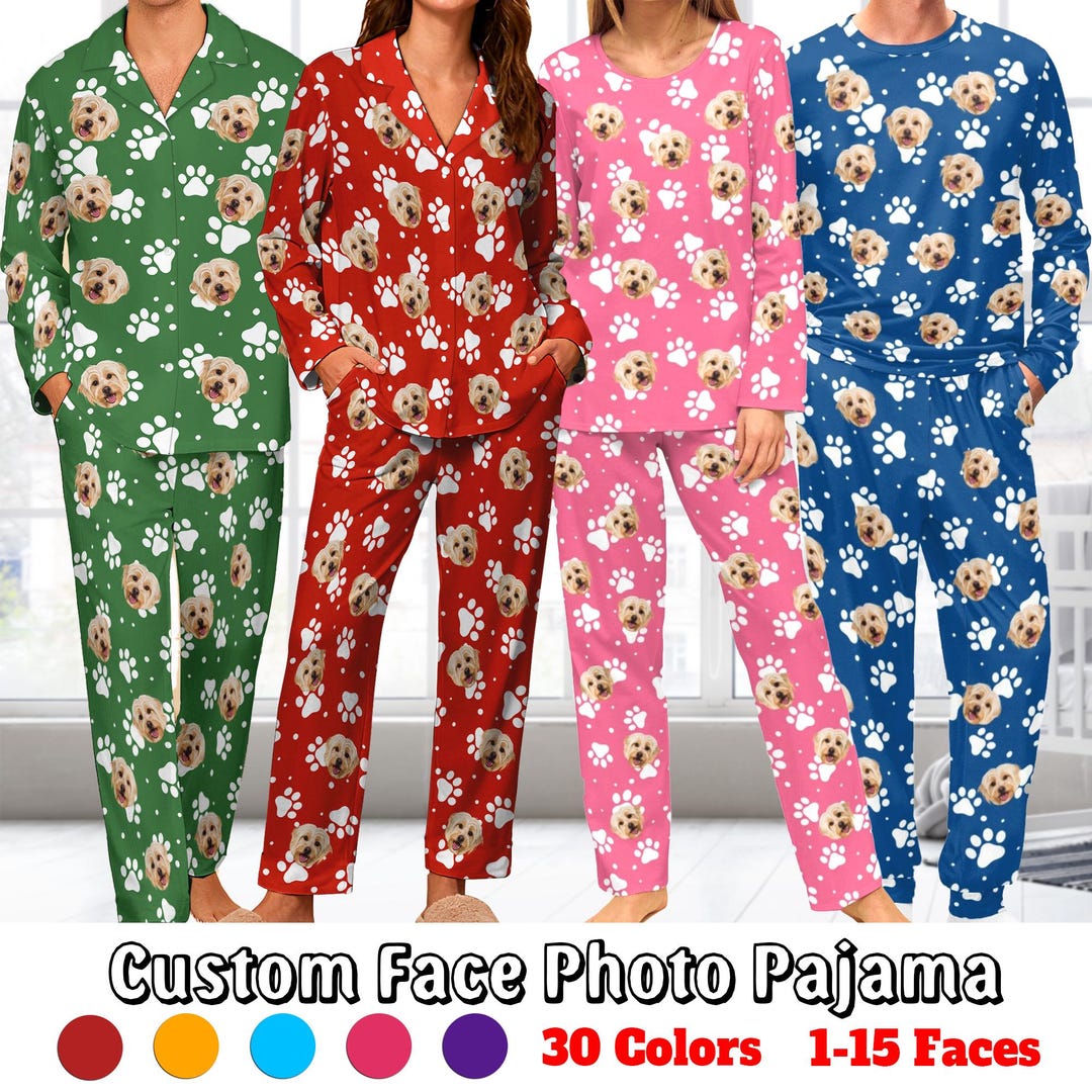 Personalized Pet Face Pajamas: Custom Photo Loungewear - Etsy