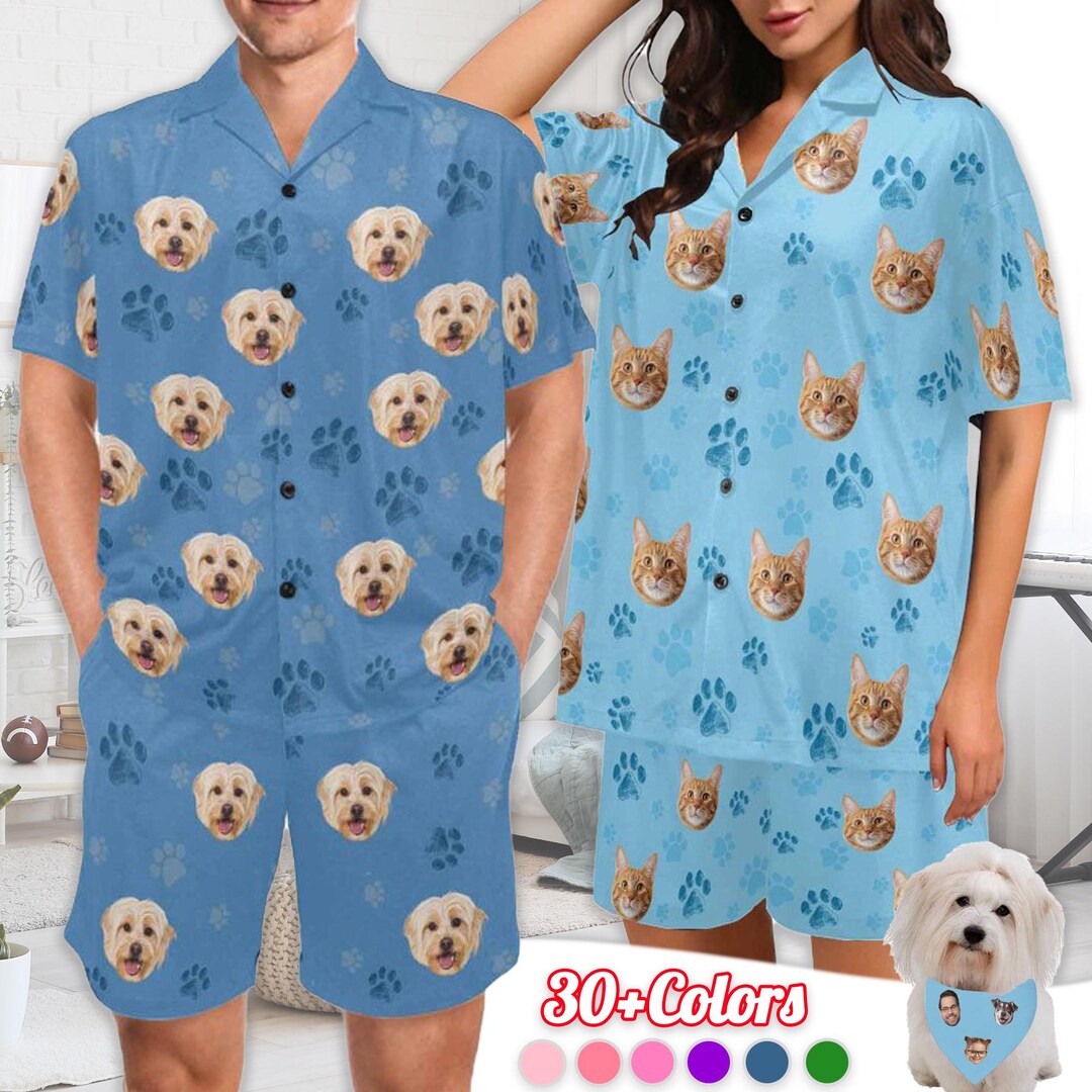 Custom Dog Faces Pajama Set,personalized Short Pajamas With Face ...