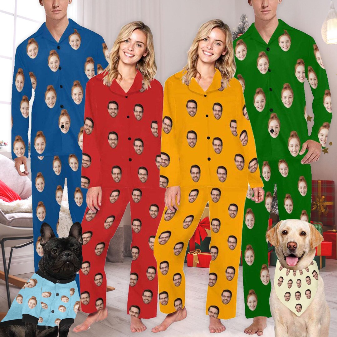 Personalized Face Pajamas for Couple,custom Pajamas With Face,christmas ...