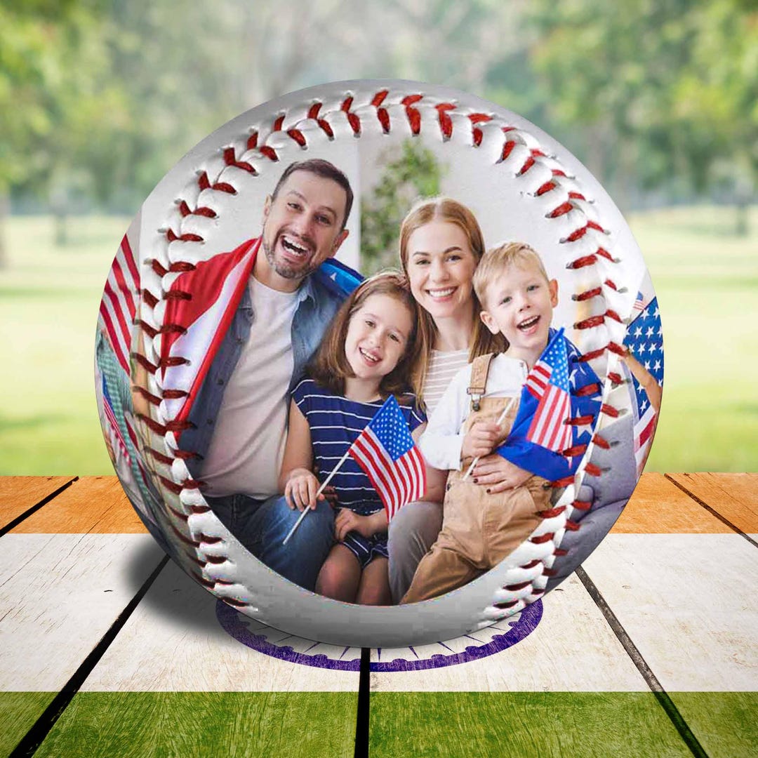 Personalized Independence Day Baseball Gift, Custom Photo American Flag ...
