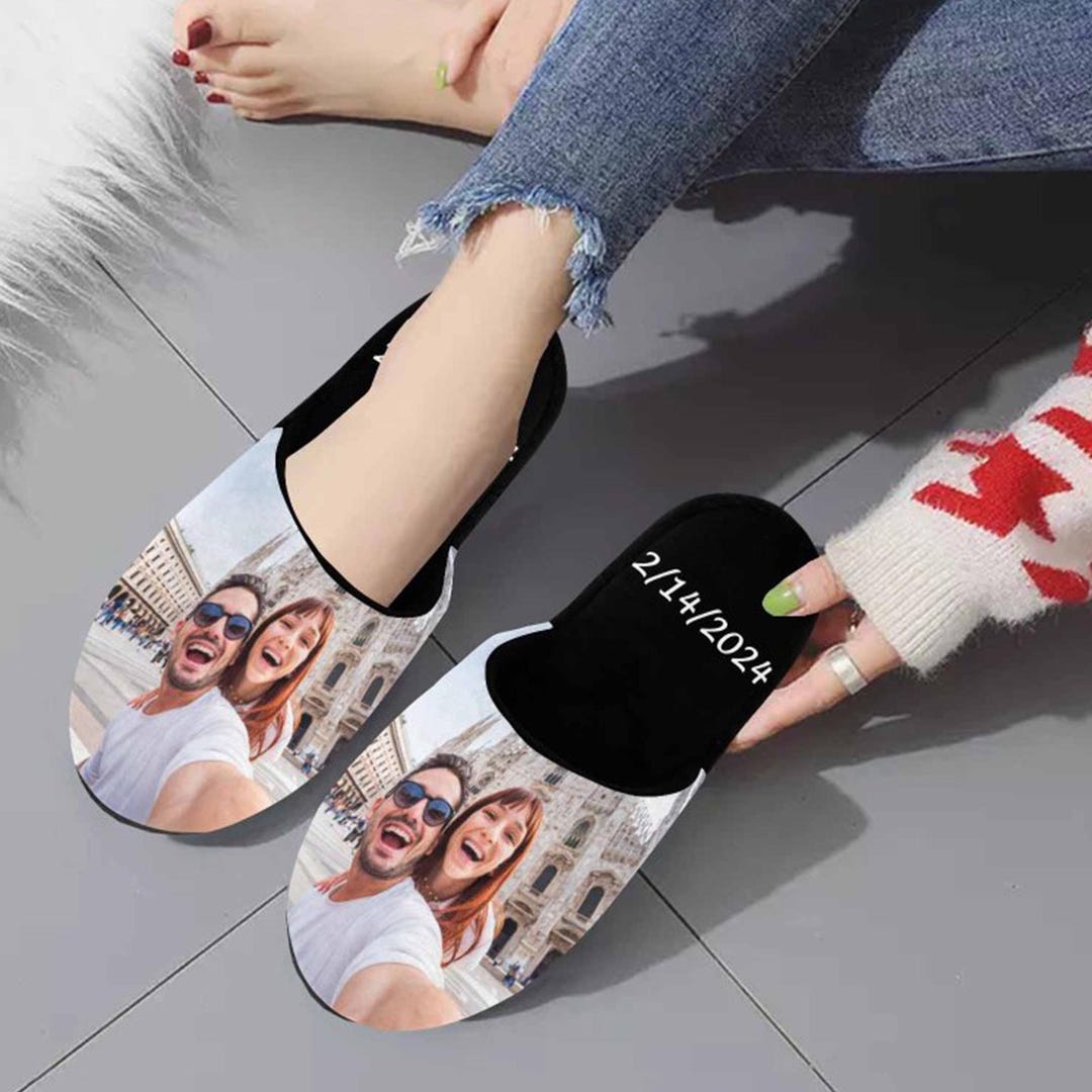 Custom Photo Cotton Slippers,personalized Men Women Photo Cotton ...
