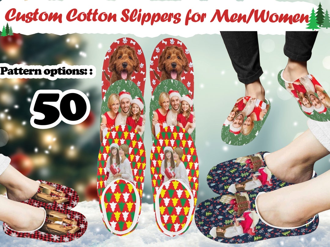 Custom Photo Cotton Slippers,personalized Winter Indoor Slippers for ...