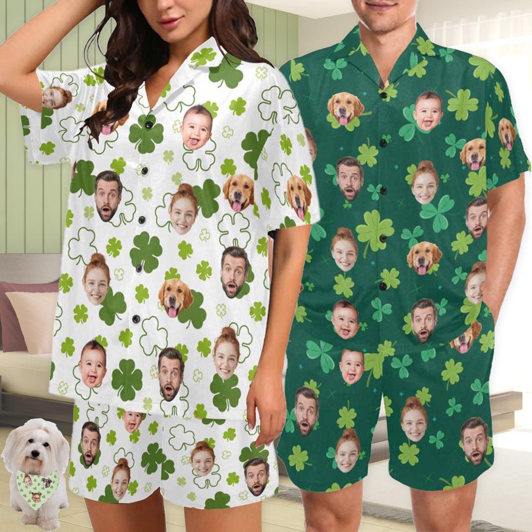 Custom St Patricks Day Pajama Set With Faces - Etsy