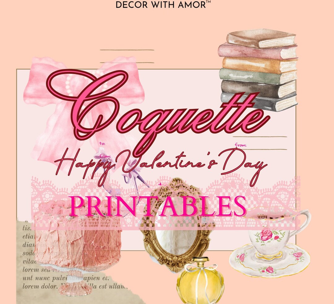 COQUETTE VALENTINES CARDS Printables - Etsy Australia