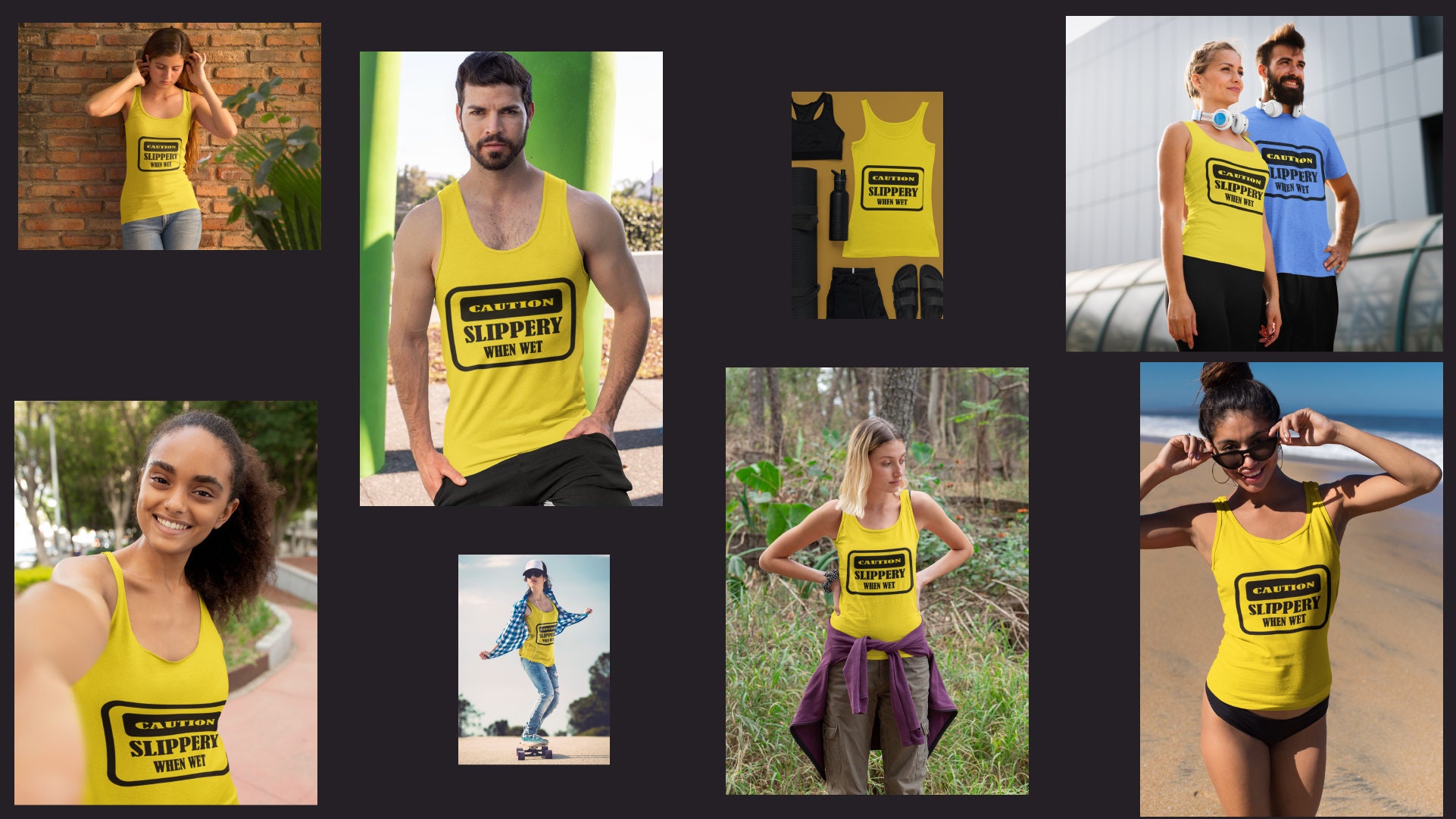 Caution Slippery When Wet Sign, Premium Design Shirt, Unisex, Woman ...