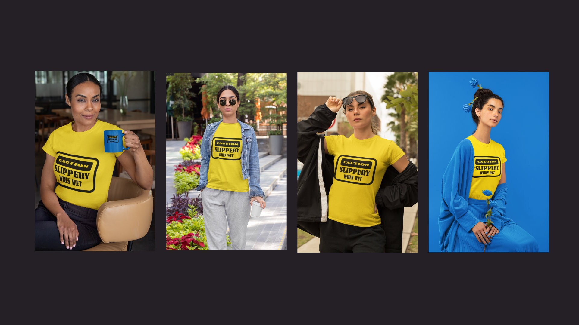 Caution Slippery When Wet Sign, Premium Design Shirt, Unisex, Woman ...