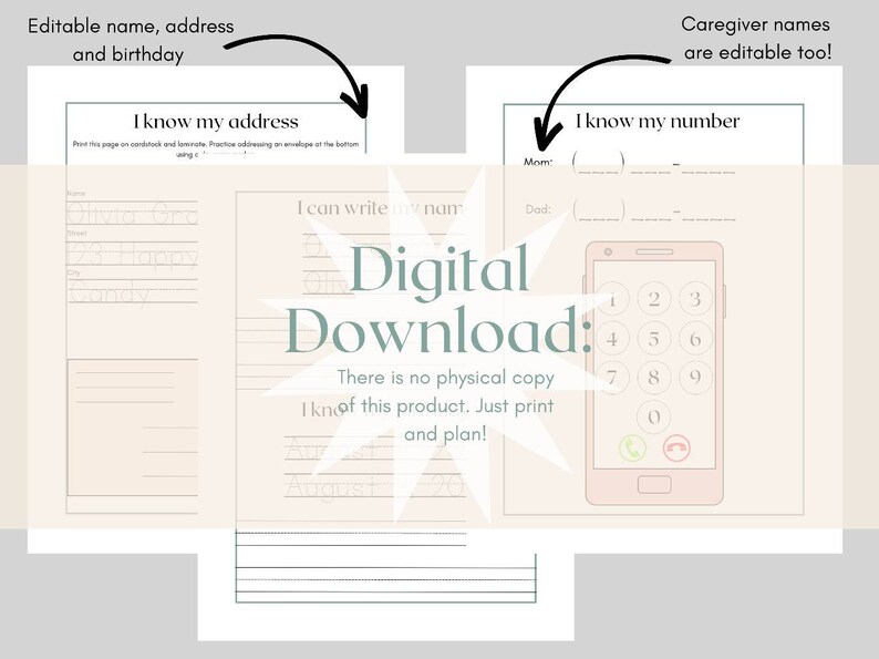 Life Skill for Kids Printable, Telling Time, Address Activity, I Know ...