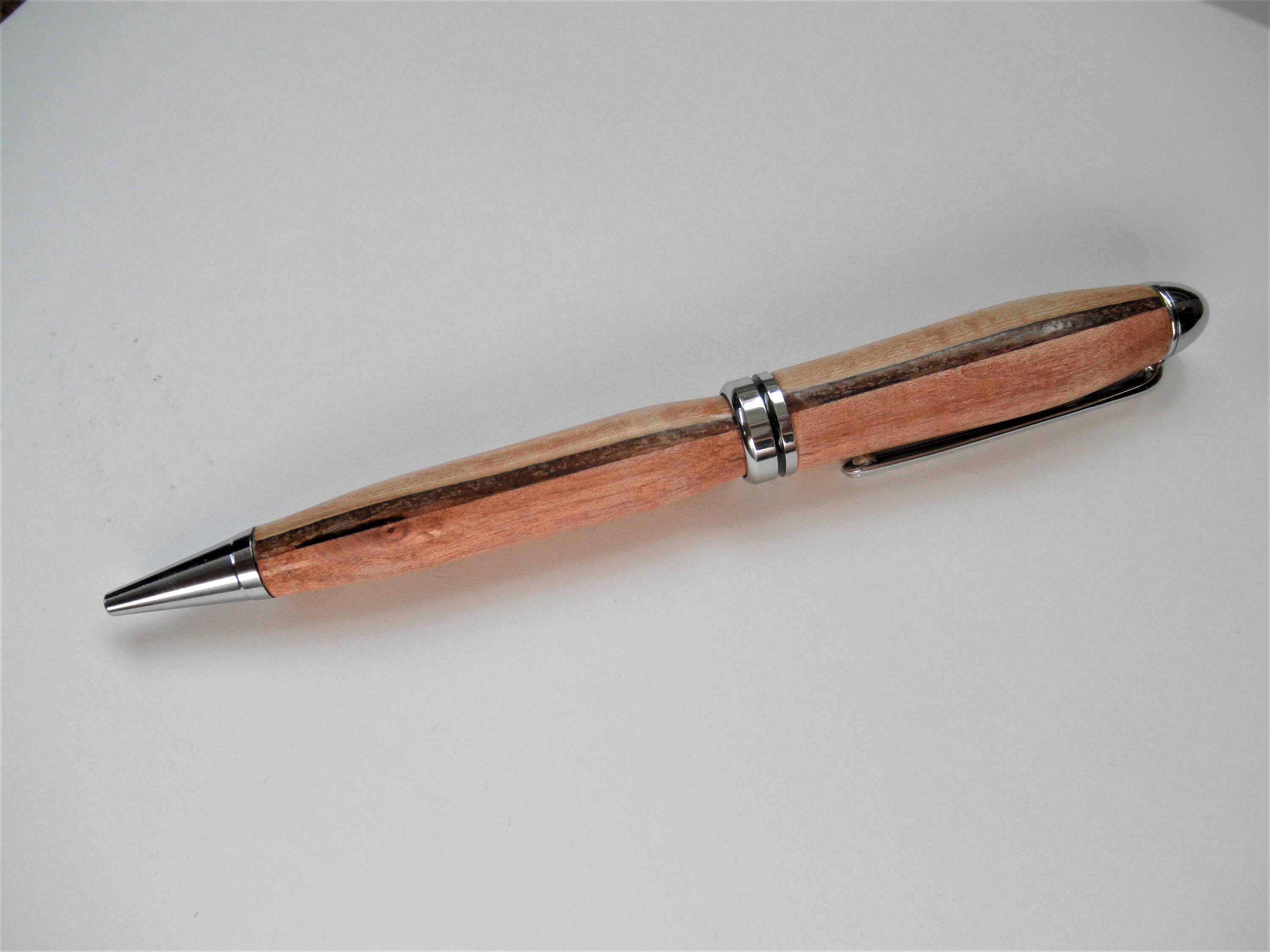155 Maple Twist Style Pen Has a Sort of Silvery and Light Brown Finish ...