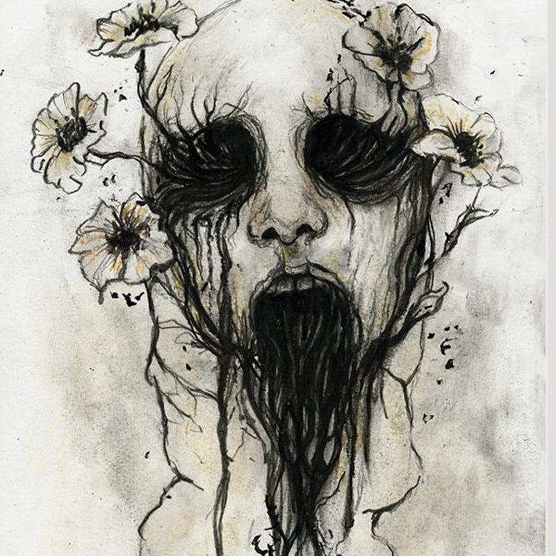 Creepy Charcoal Drawing - Etsy