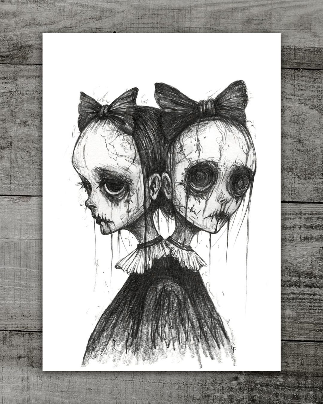 ORIGINAL 'evelyn Evelyn' Conjoined Twins Dark Art, Eva and Lyn Neville ...