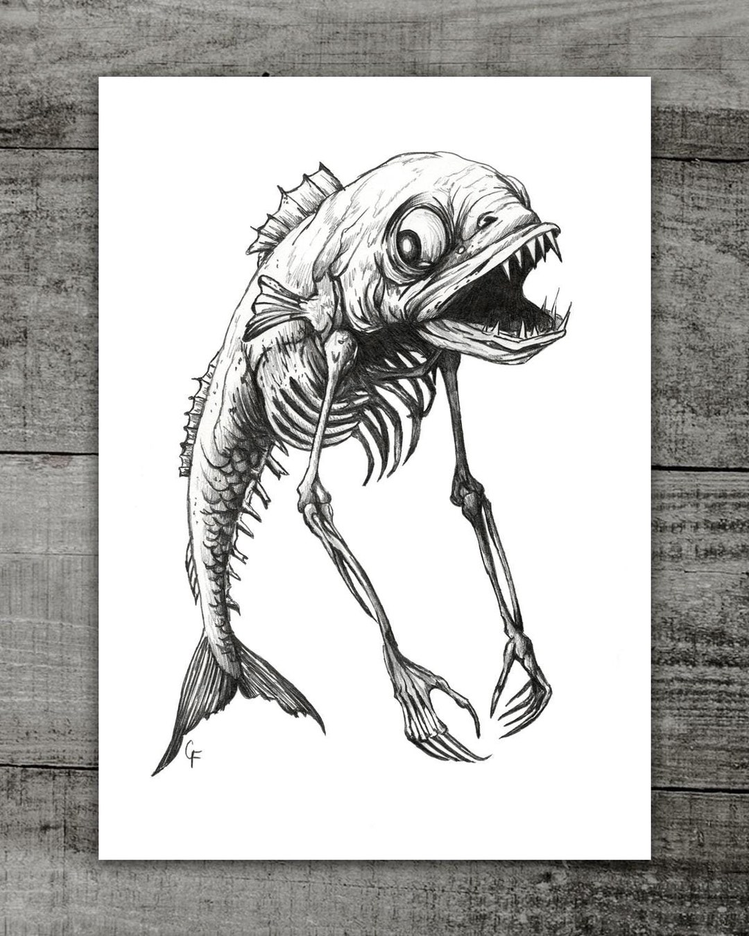 ORIGINAL Fish Dark Art, Surrealism Drawing, Monster Sketch, Horror ...