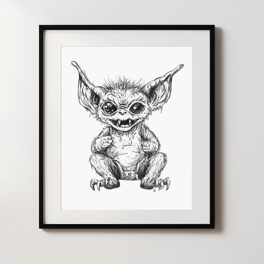 Gremlin Baby - PRINT From the Original Drawing, Dark Art, Surrealism ...