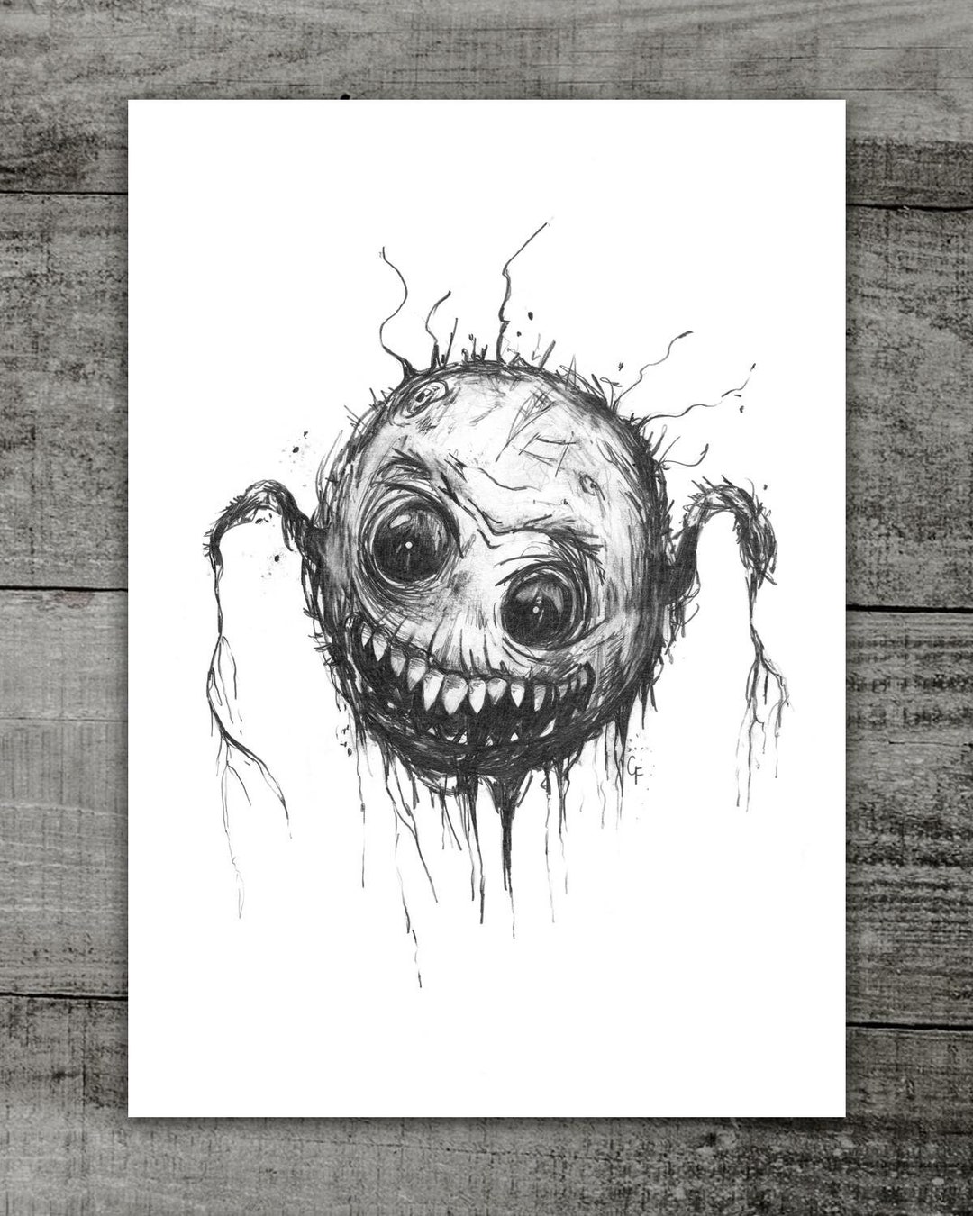 ORIGINAL Old Potato Drawing - Dark Art, Surrealism Monster Sketch ...