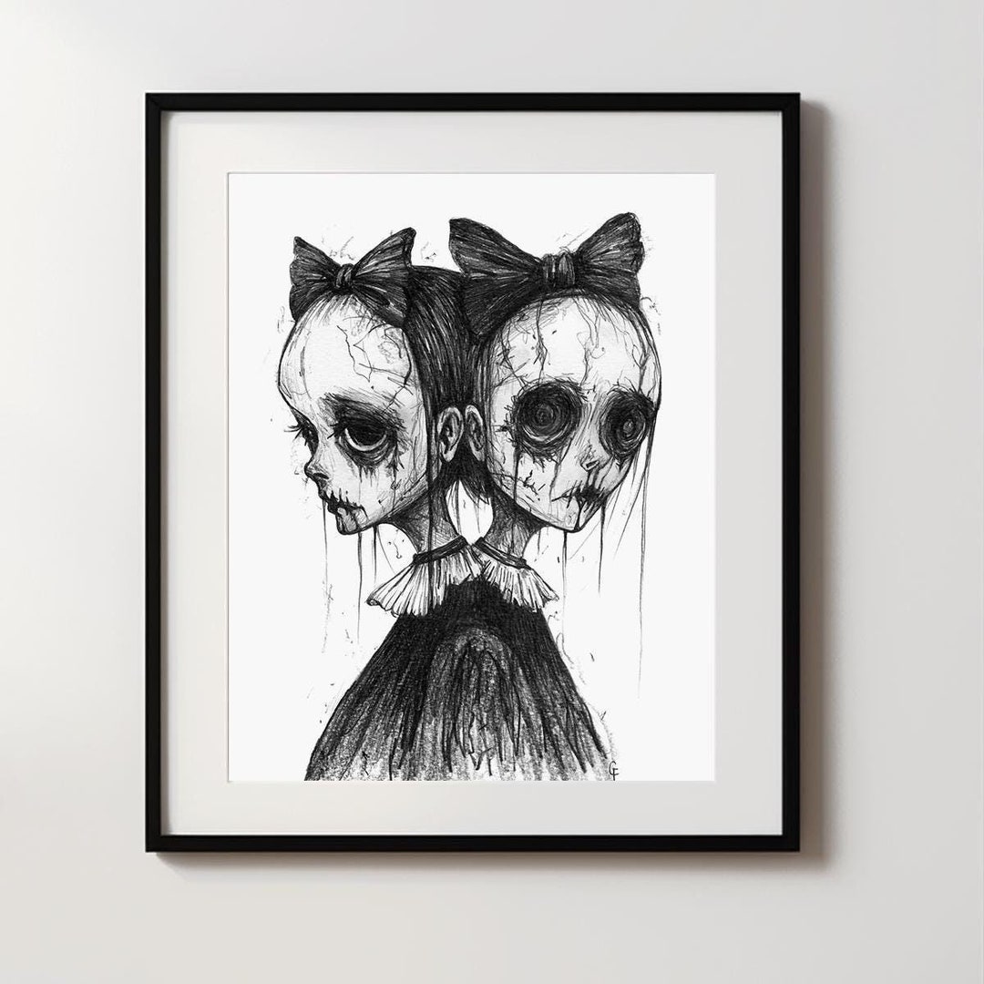 Evelyn Evelyn Conjoined Twins Dark Art PRINT From the Original Drawing ...