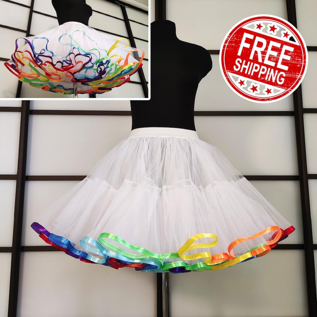 Rainbow Petticoat Fluffy Tulle Skirt Tulle Petticoats - Etsy