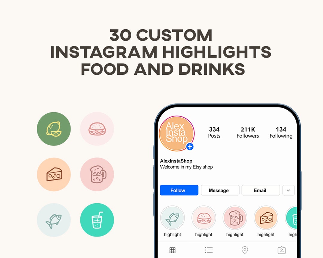 Food and Drinks Diets Instagram Story Highlight Covers, Instagram ...