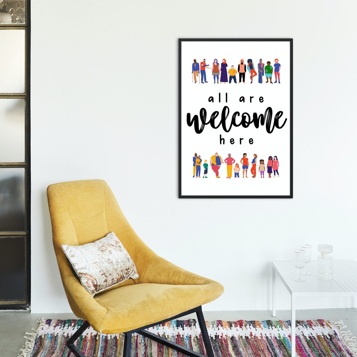All Are Welcome Here Wall Art | Social Justice Wall Art | Diversity and ...