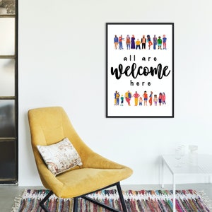 All Are Welcome Here Wall Art | Social Justice Wall Art | Diversity and ...