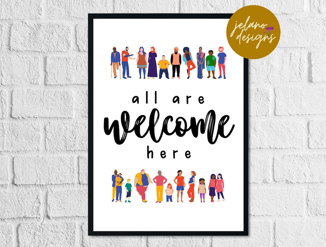 All Are Welcome Here Wall Art | Social Justice Wall Art | Diversity and ...