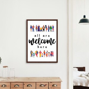 All Are Welcome Here Wall Art | Social Justice Wall Art | Diversity and ...