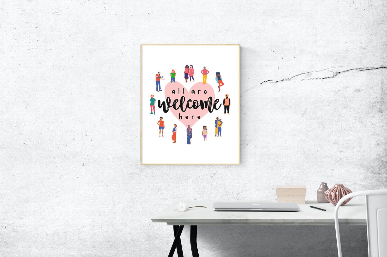 All Are Welcome Here Wall Art | Social Justice Wall Art | Diversity and ...