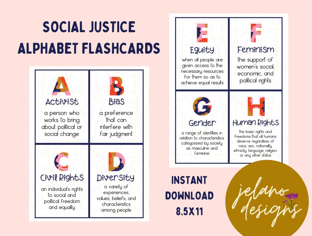 Social Justice Alphabet Flashcards Human Rights Flashcards Classroom ...