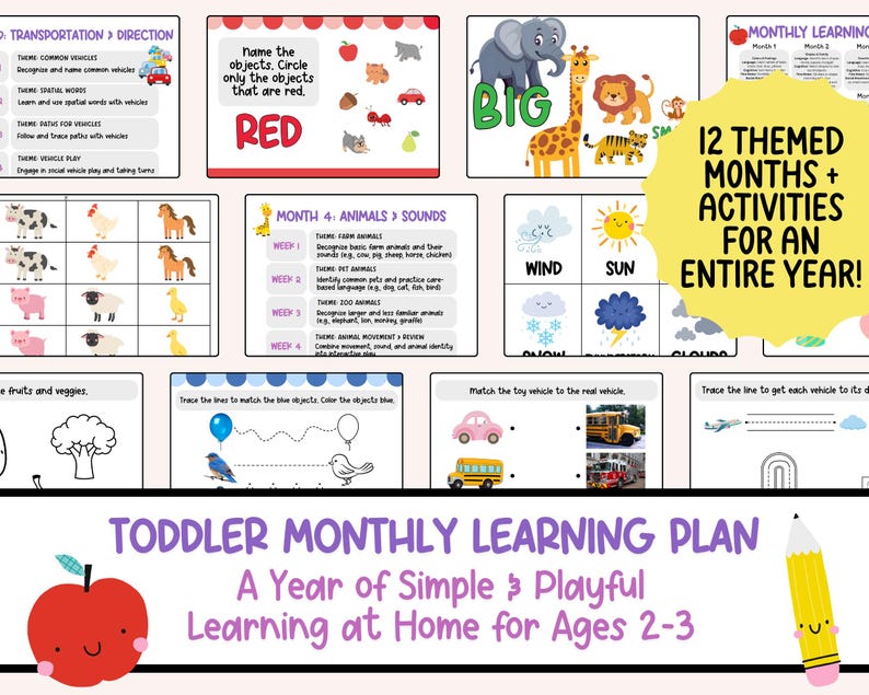 Toddler Monthly Learning Plan Printable | Preschool Weekly Daily ...